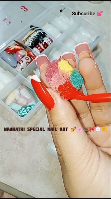 🌼🎀Navratri special nail art 2 mint 💅🙏#youtubeshorts #nailart #nails # ...