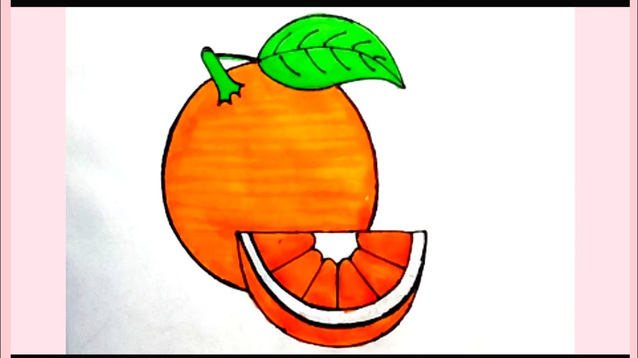 Easy Orange painting & Colouring Drawing || Orange Colouring step by ...