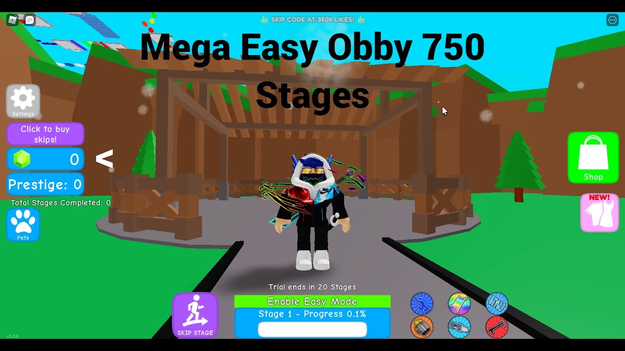 Roblox Mega Easy Obby 750 Stages Part1 Youtube
