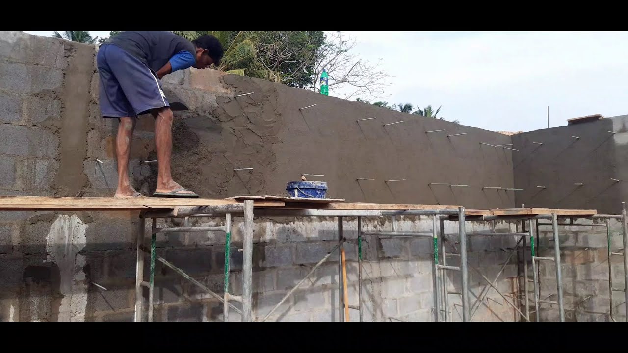 Wall plastering before applying water proofing - YouTube