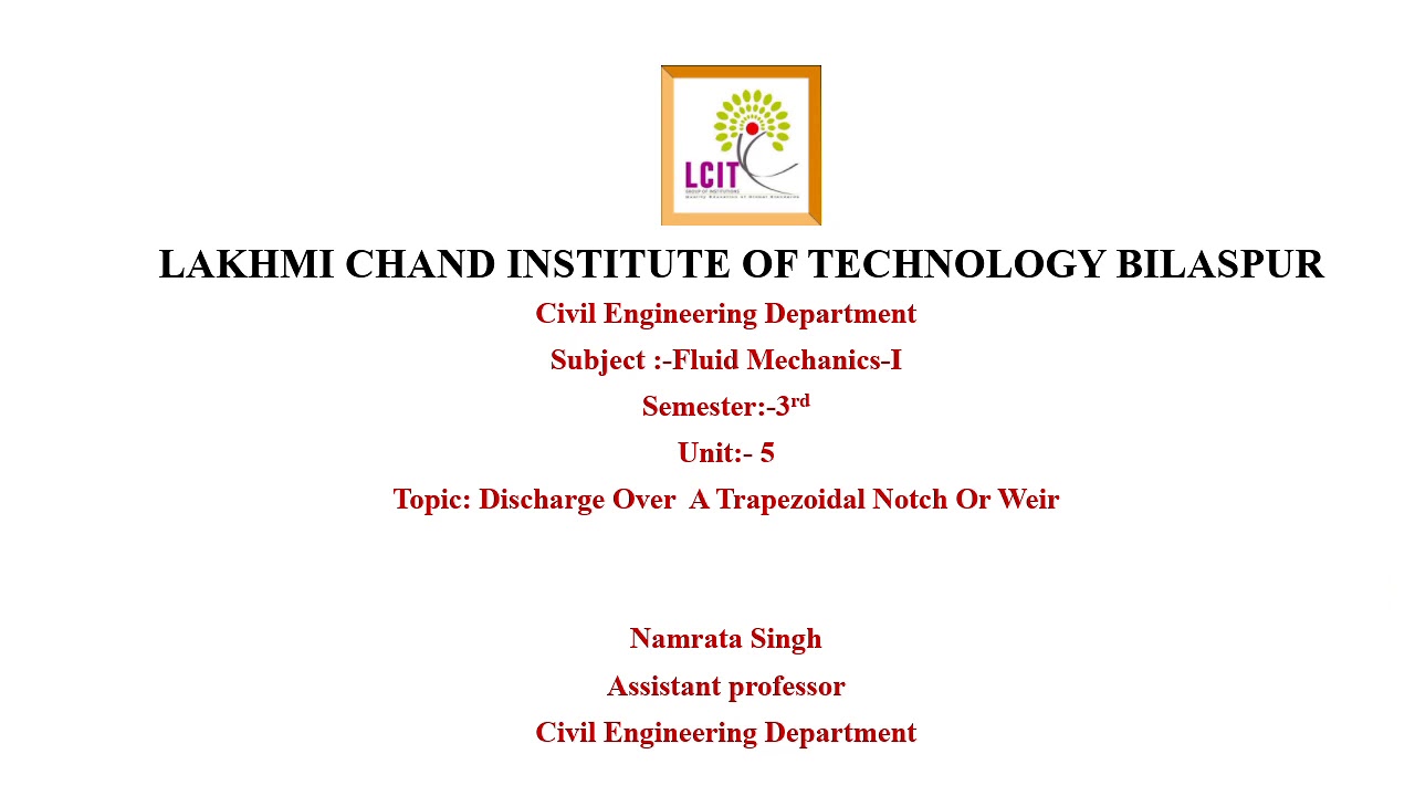 Fluid Mechanics-I U-5 L-14 trapezoidal notch - YouTube