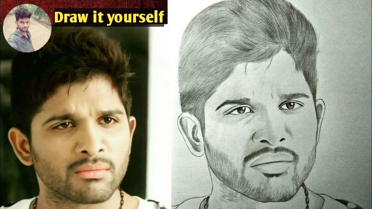 How to draw allu arjun | allu arjun pencil sketch | Arun ArtBook ...