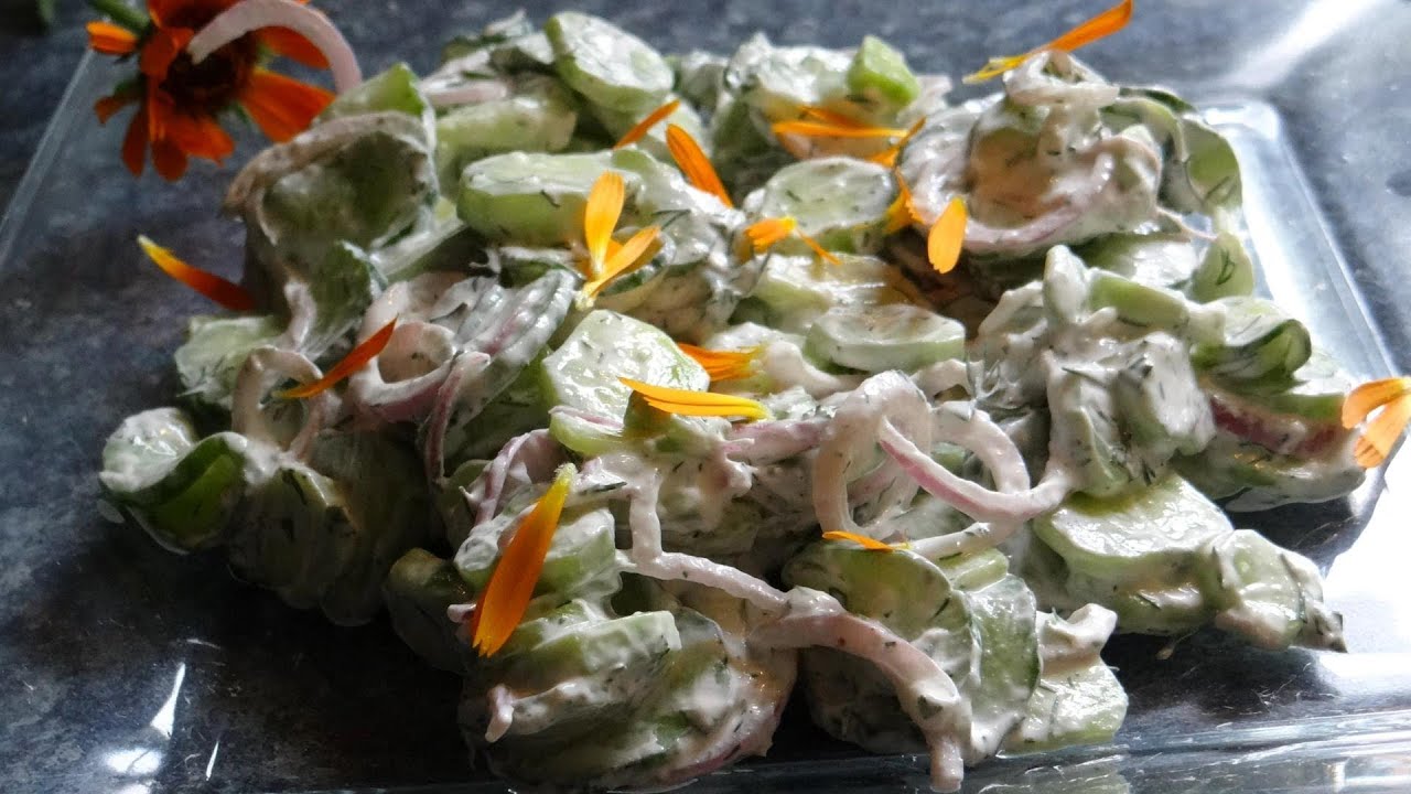 Organic Garden Cooking - Creamy Cucumber Dill Salad Recipe with ...
