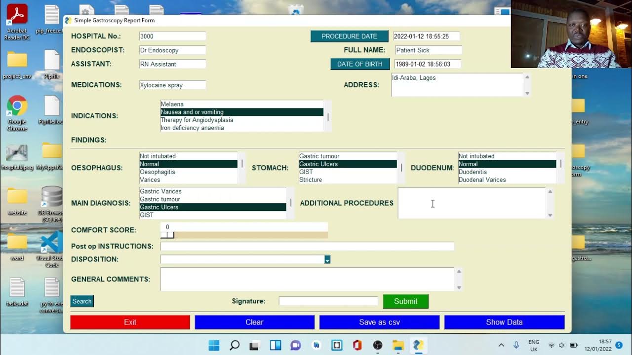 Demo of Nimzoft Gastroscopy Reporting Tool built using #python # ...
