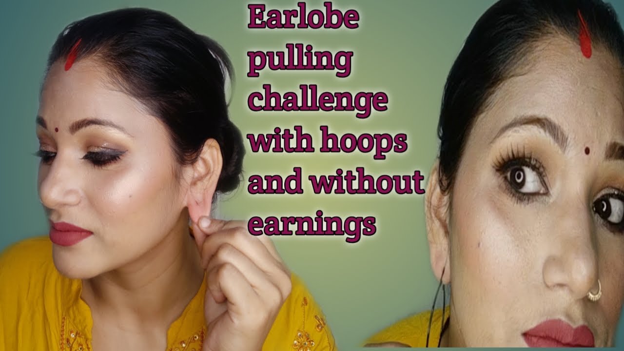 Earlobe pulling challenge with earings and without earings|| requested ...