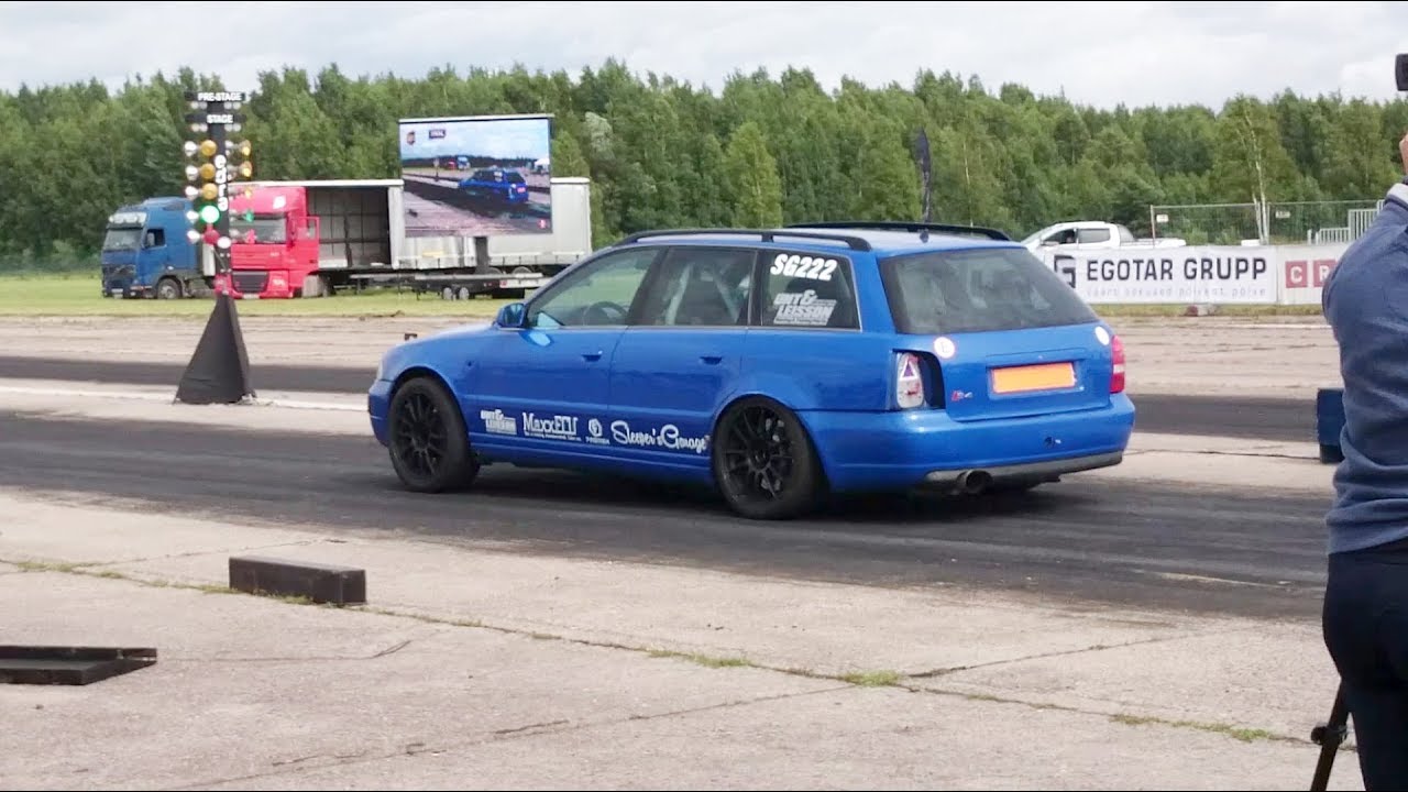 1100HP Audi S4 B5 Avant 2.7T 1/4 mile drag race - YouTube