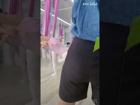 Aerial yoga 2-cute chinese girl in pantyhose tights