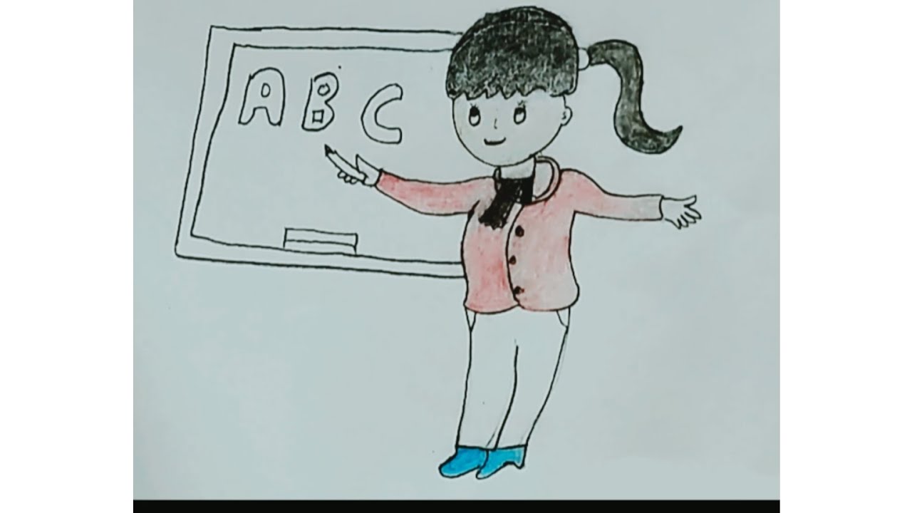 How To Draw A Teacher Step By Step Teacher Drawing Easy || Cute Teacher ...
