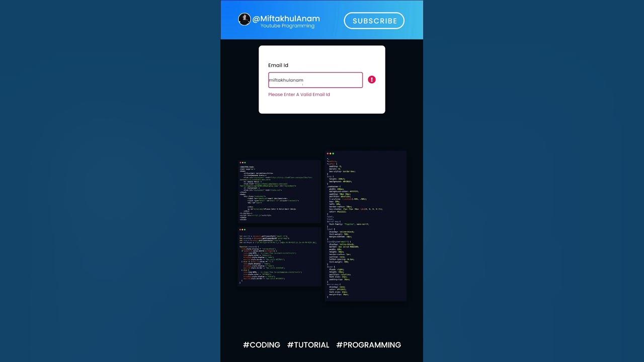 Validasi Email Dengan Html Css Dan Javascript Coding Programming Tutorial Youtube