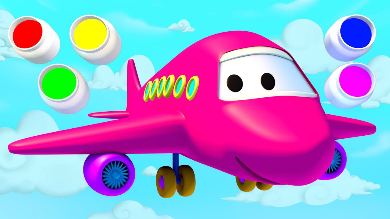 Learn Colors with Airplane Flight - Finger Family Nursery Rhymes - YouTube