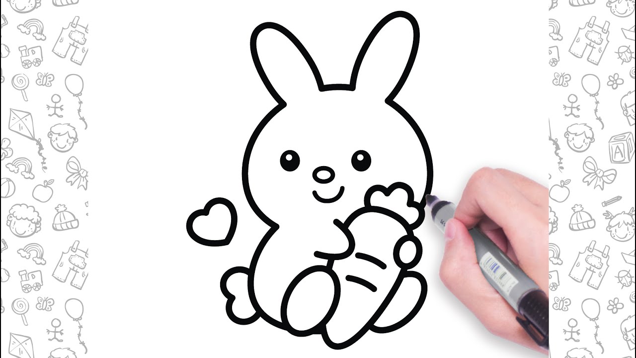 How to Draw a Cute Rabbit Easy | bolalar uchun oson quyon chizish ...