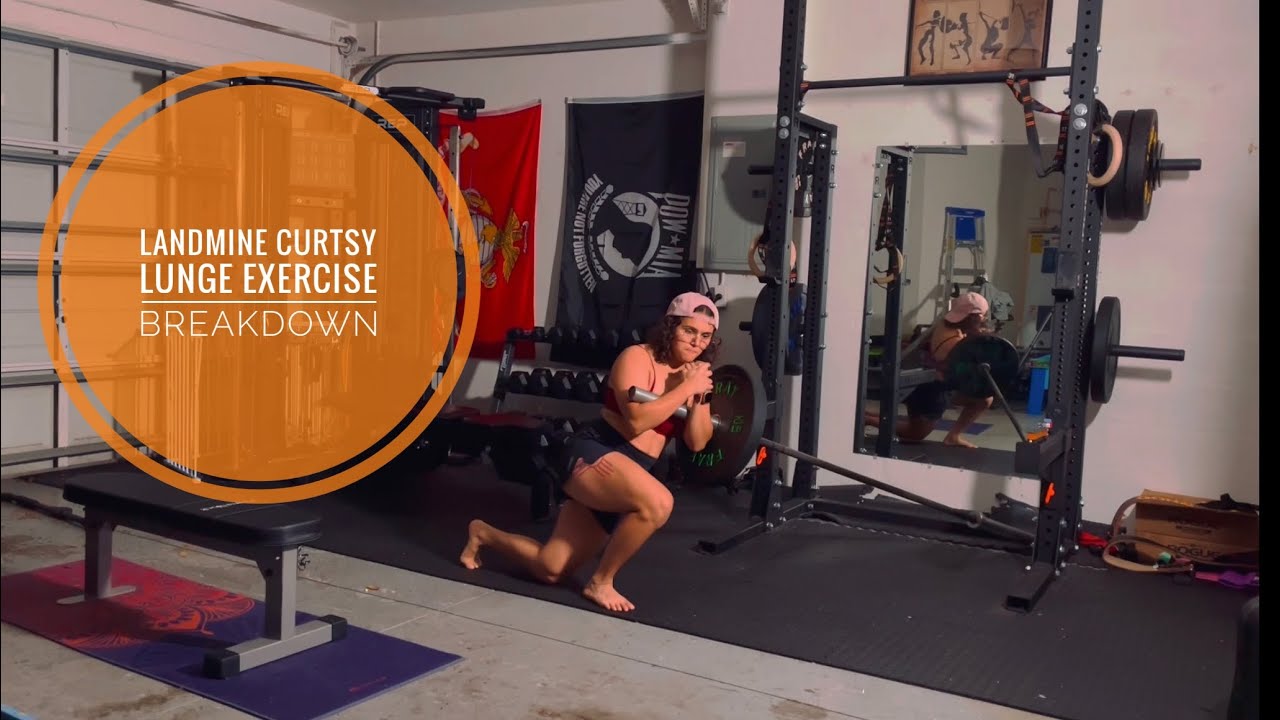 Landmine Curtsy Lunge Exercise Breakdown - YouTube