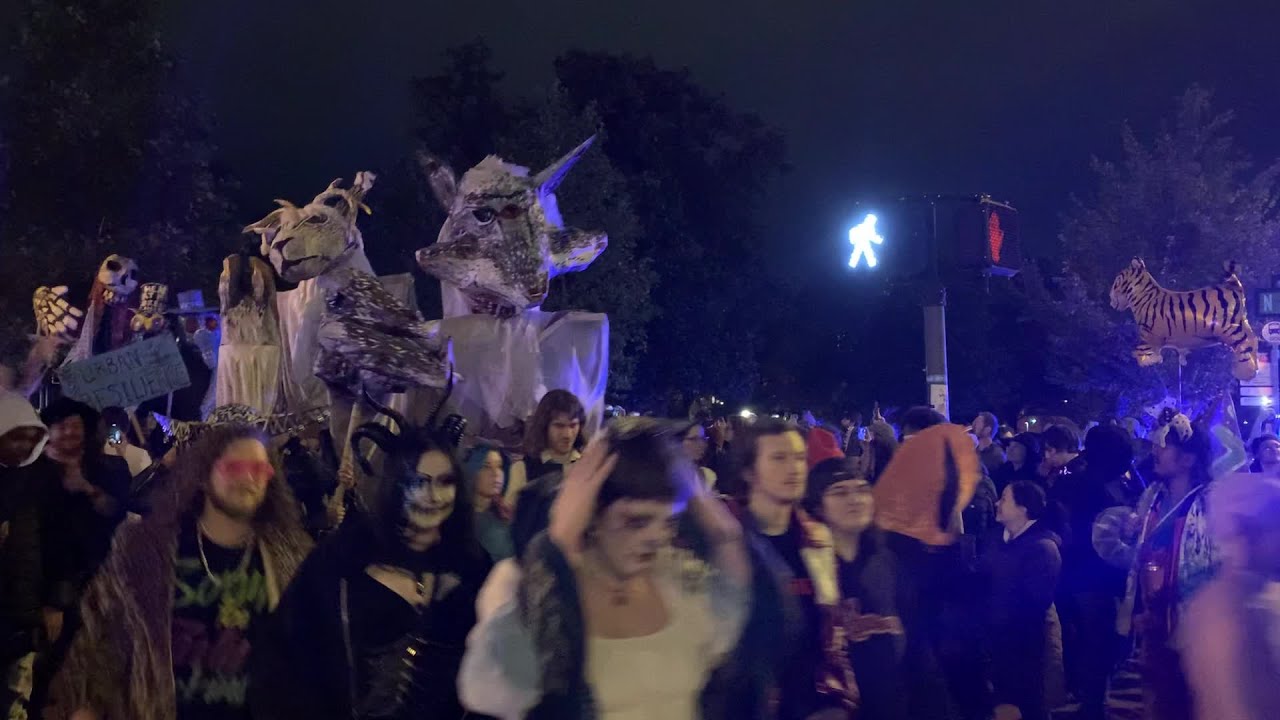 People march in the Richmond Halloween Parade - YouTube