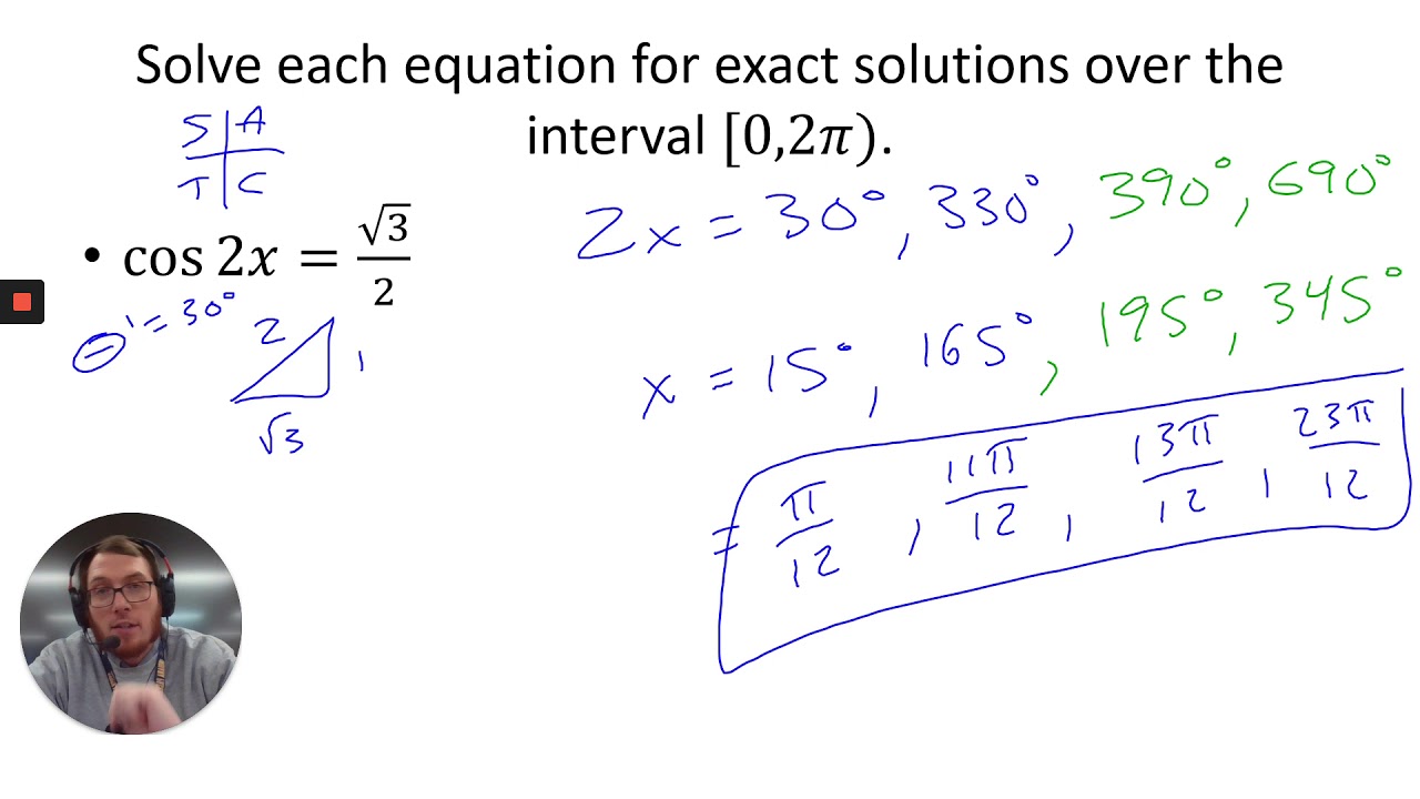 Trig - Section 6.3 - Trig Equations II - Day 1 - YouTube