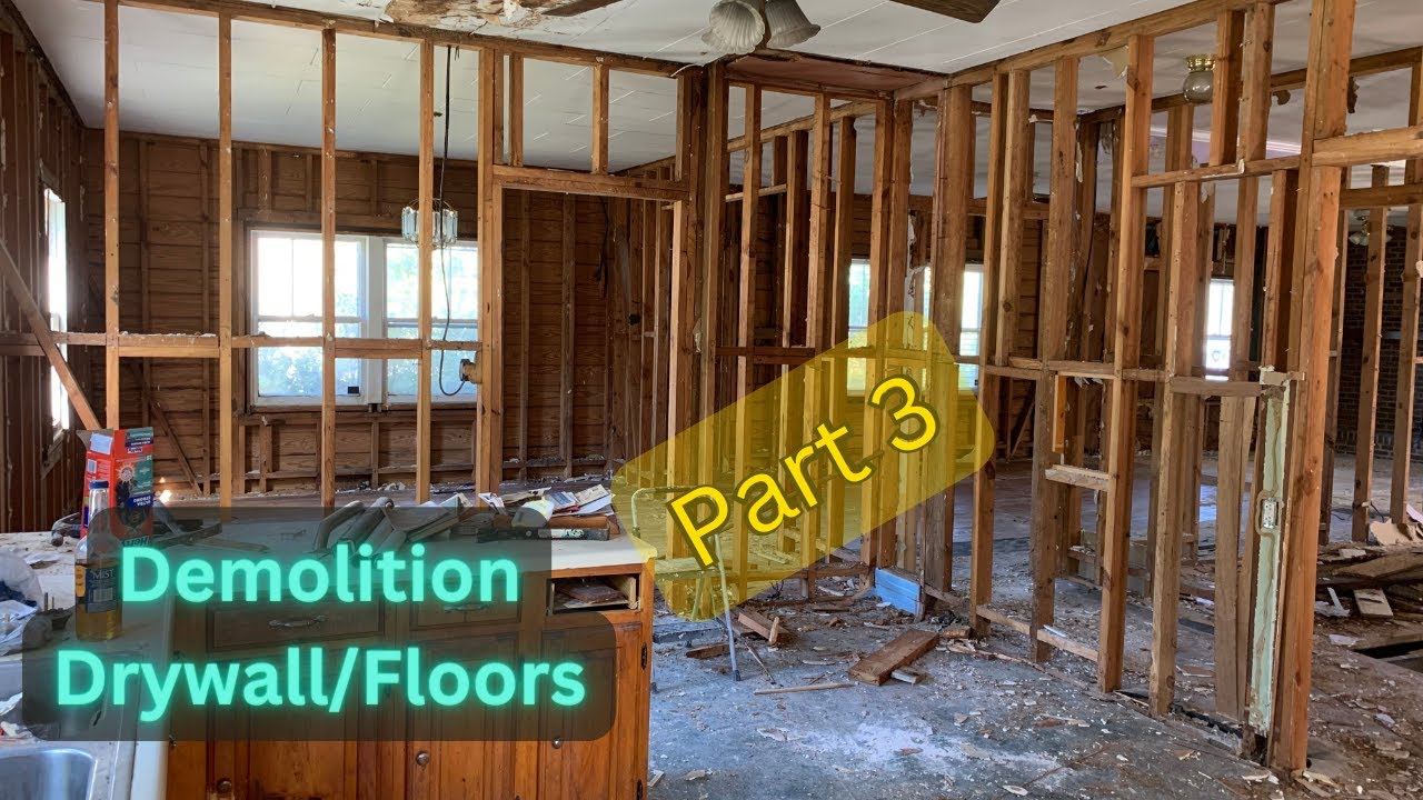 Distressed Property DEMO Inside Drywall + Floor - Part 3 - YouTube