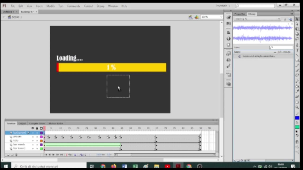 cara memberi sound/import audio pada project adobe flash - YouTube