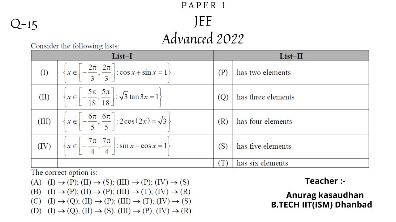 JEE Advanced 2022 Math Paper 1 (Q 15) solution | IIT JEE Maths | # ...