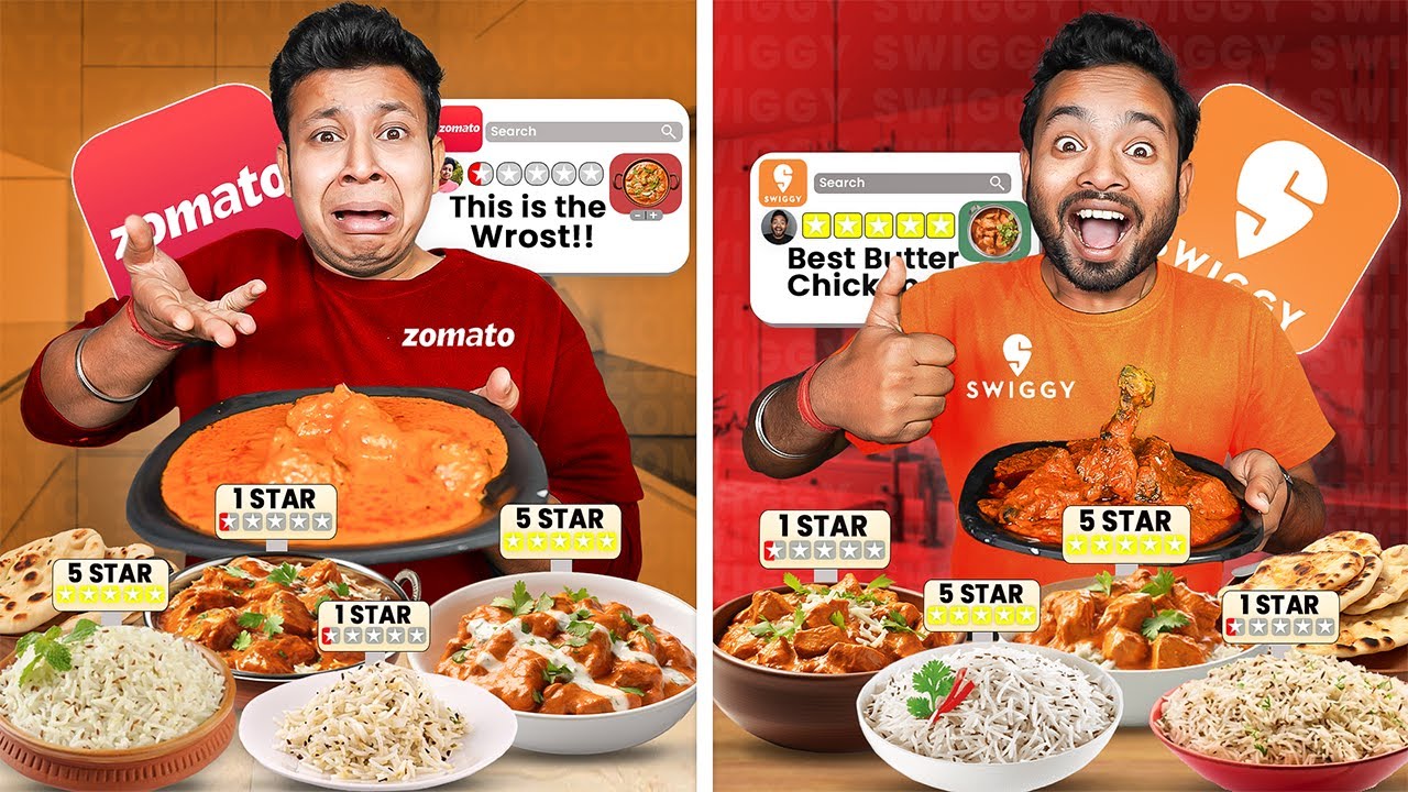Zomato & Swiggy Highest vs Lowest rated Butter Chicken with Butter Naan ...