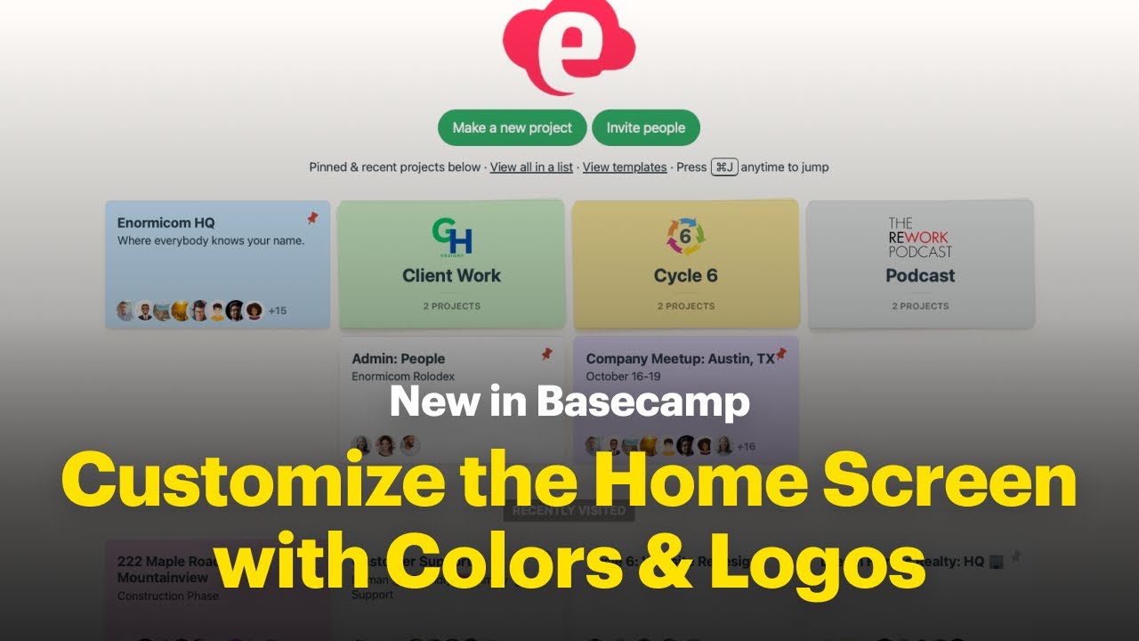 New in Basecamp: Personalize your home screen with colors and logos ...