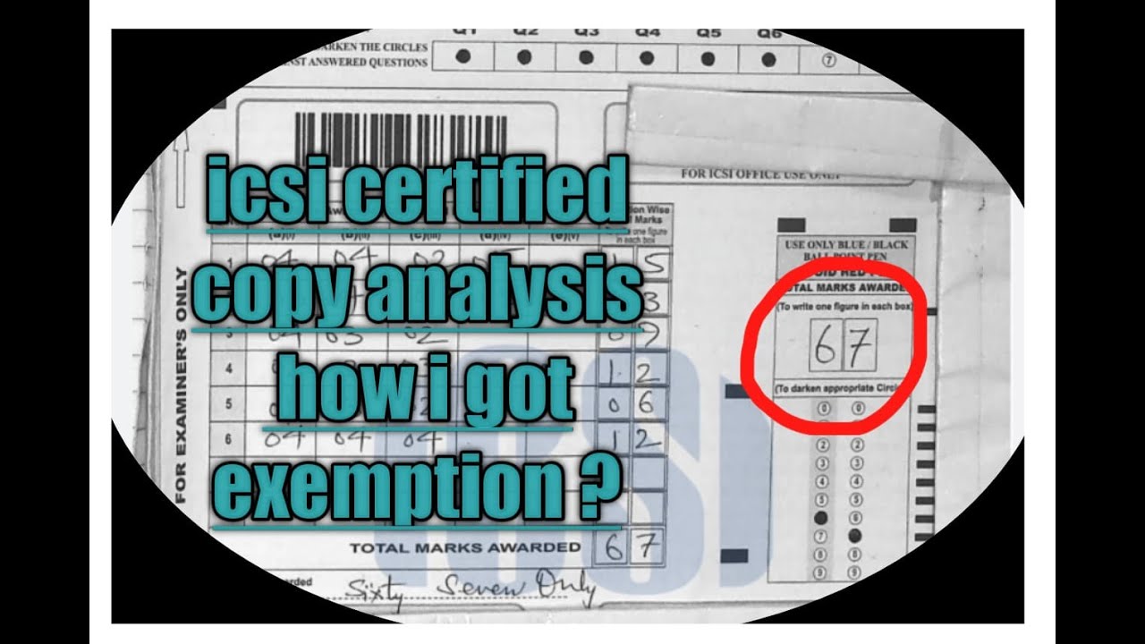 ICSI Certified Copy | How to score excemption in CS Exams #icsi #icai # ...