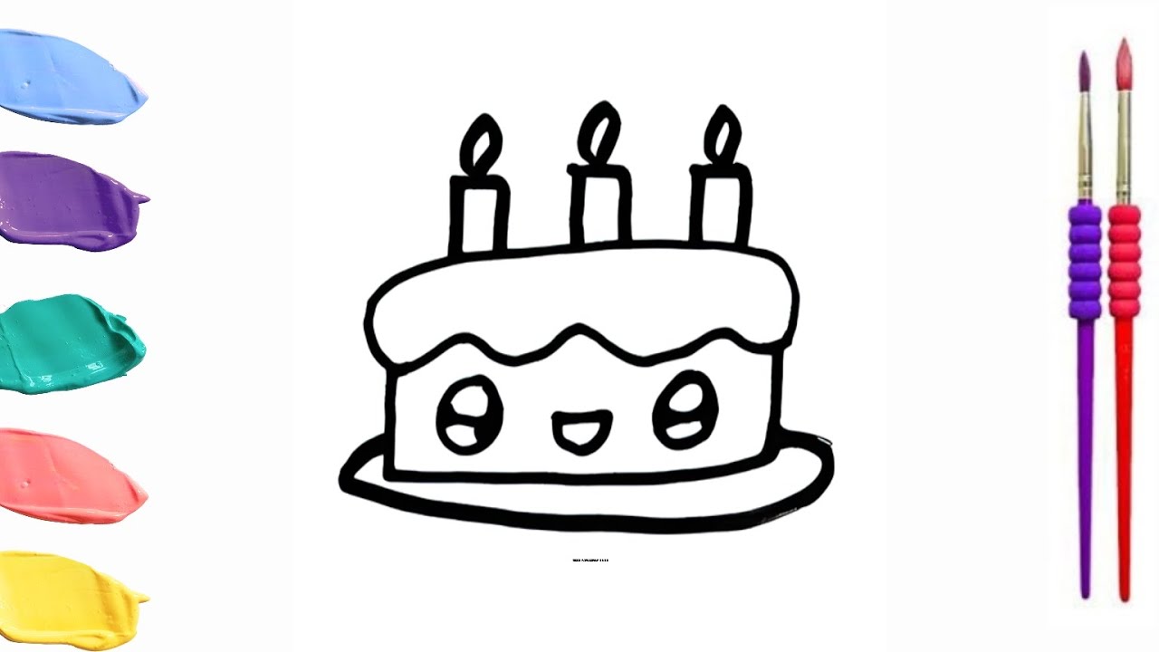 Cute Cake Drawing, Painting and Colouring for kids and toddlers | easy ...