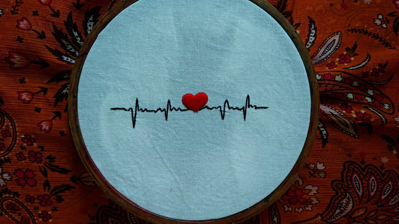 Heart Beat Embroidery design ️ || easy hand embroidery || #embroidery # ...
