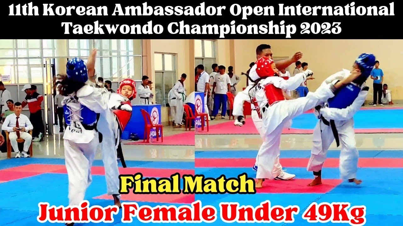 Final Match Junior Female Under 49Kg || Best Girl Taekwondo Fight || Taekwondo Sparring - YouTube