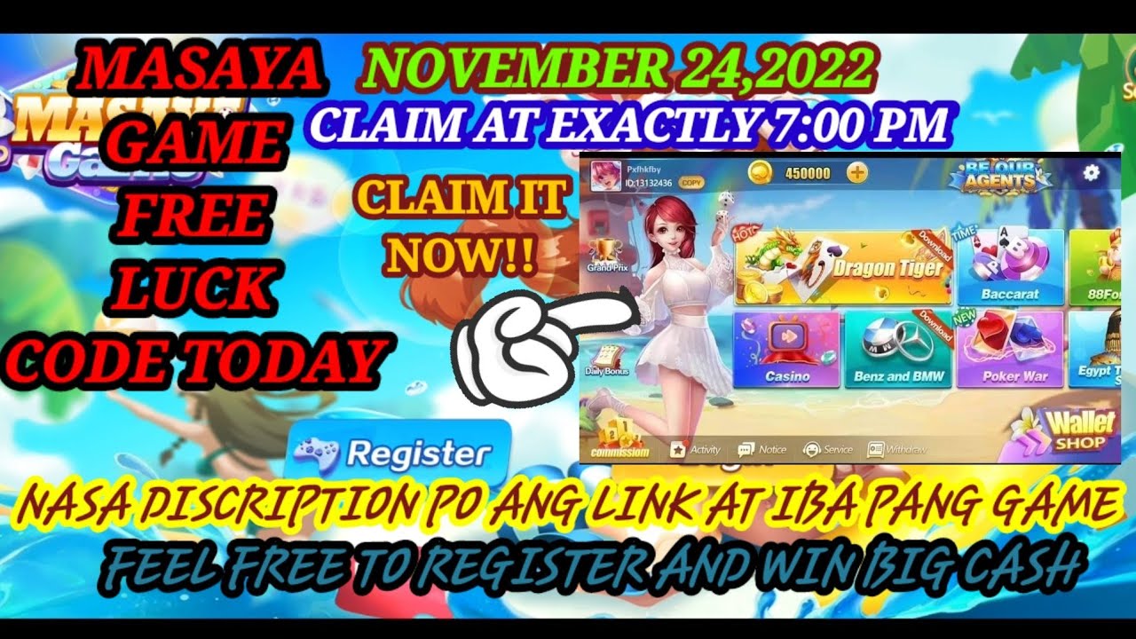 MASAYA GAME FREE LUCKY CODE TODAY NOVEMBER 24, 2022 - CLAIM AT EXACTLY 7: 00 PM - YouTube