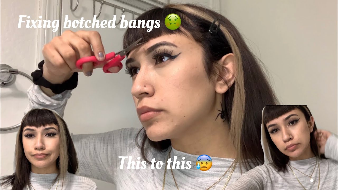FIXING BOTCHED BANGS| how to cut your bangs at home !! - YouTube