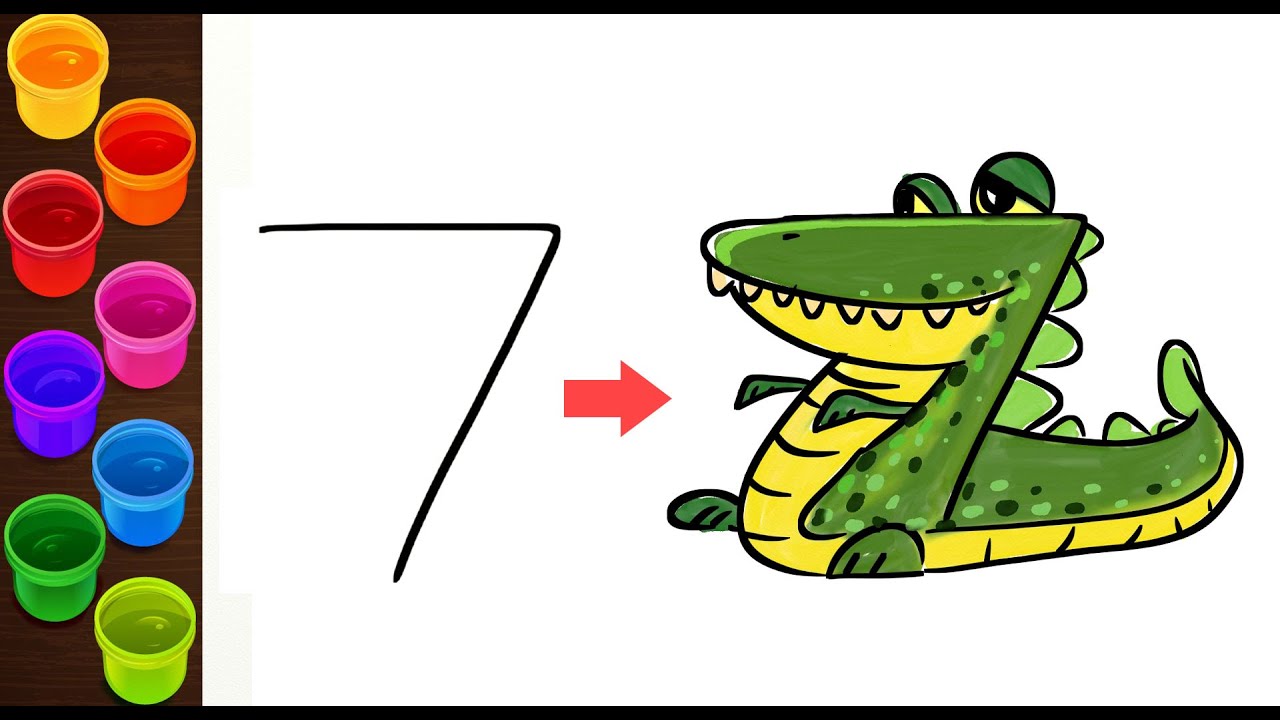 How to Draw Crocodile with Numbers _ Cute drawings using Numbers - YouTube