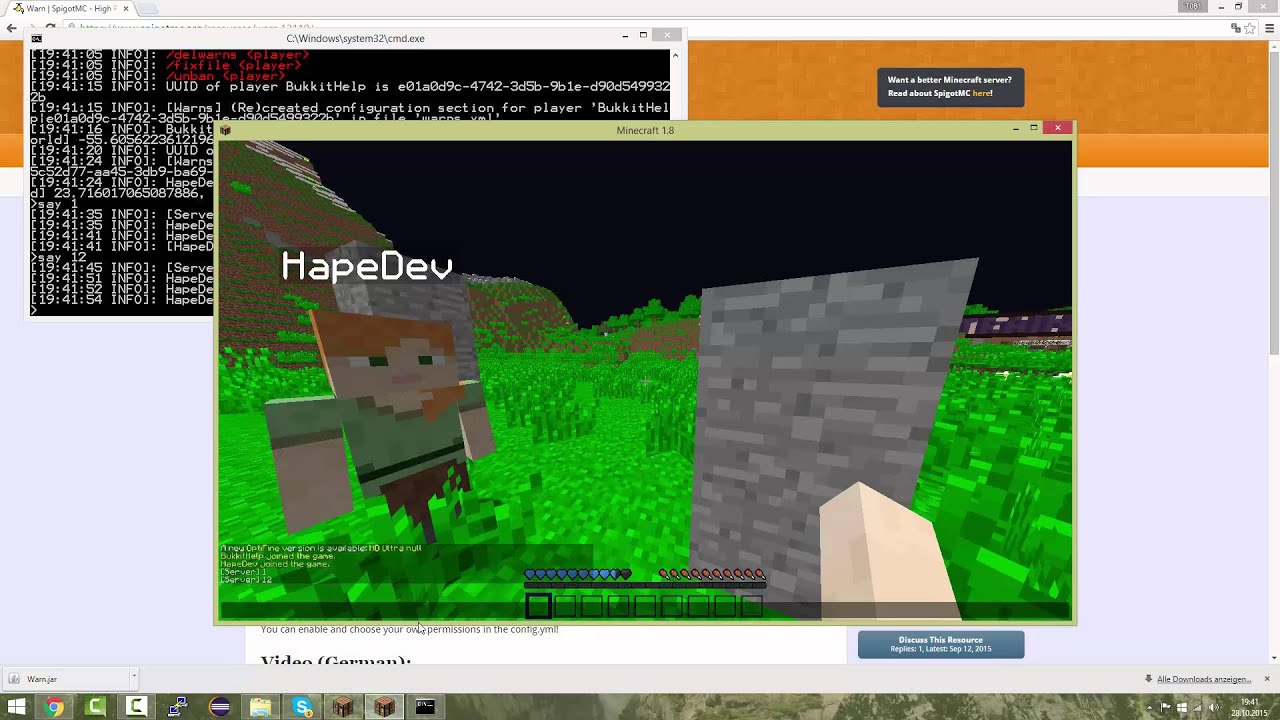 SPIELER WARNEN | MINECRAFT PLUGIN WARN | [1.8, 1.7] | BUKKITHELP - YouTube