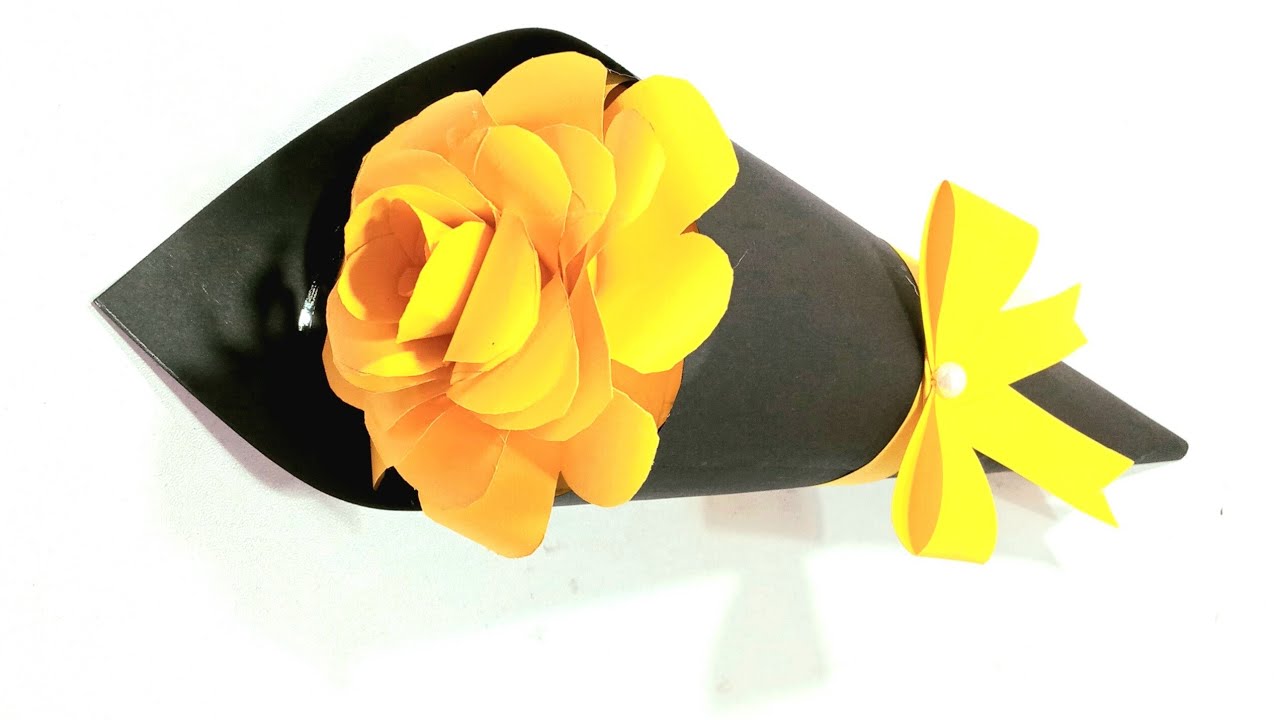 Single Flower Bouquet making at Homemade Easy Craft | DIY Paper Flower ...