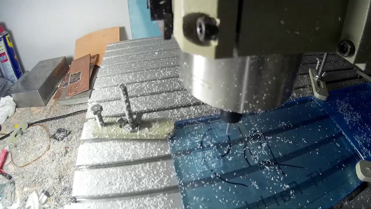 Chinese end-mill on acrylic (clip @ 2x on milling) - YouTube