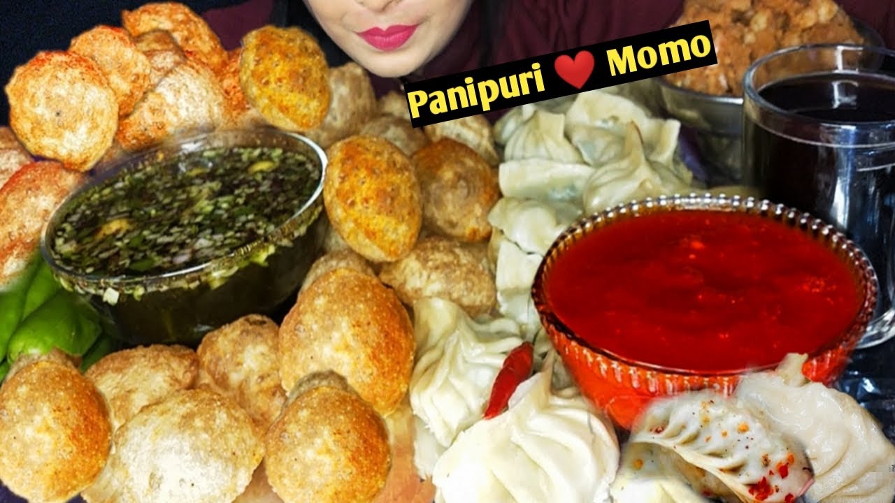 Eating Momo + Spicy Golgappa 🔥 Spicy Panipuri Eating Challenge 😱 Momos ...