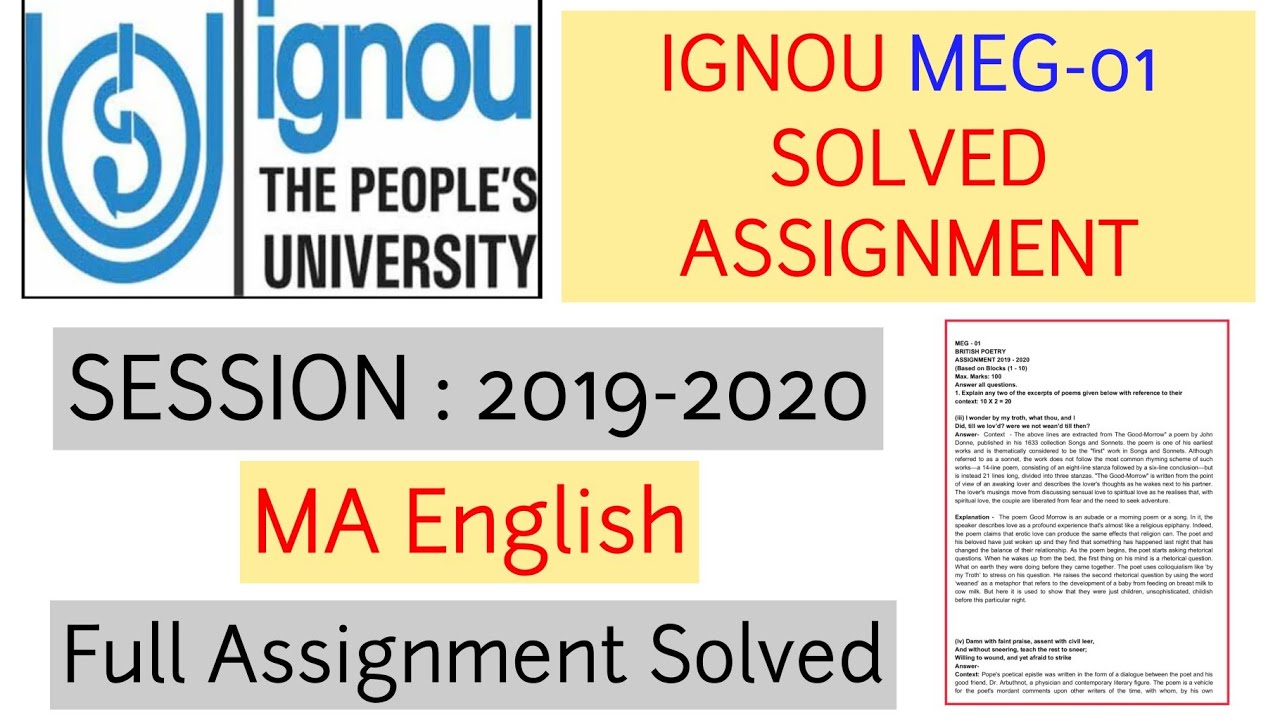IGNOU MEG-01 Solved Assignment| 2019-2020| MA English| IGNOU Solutions ...