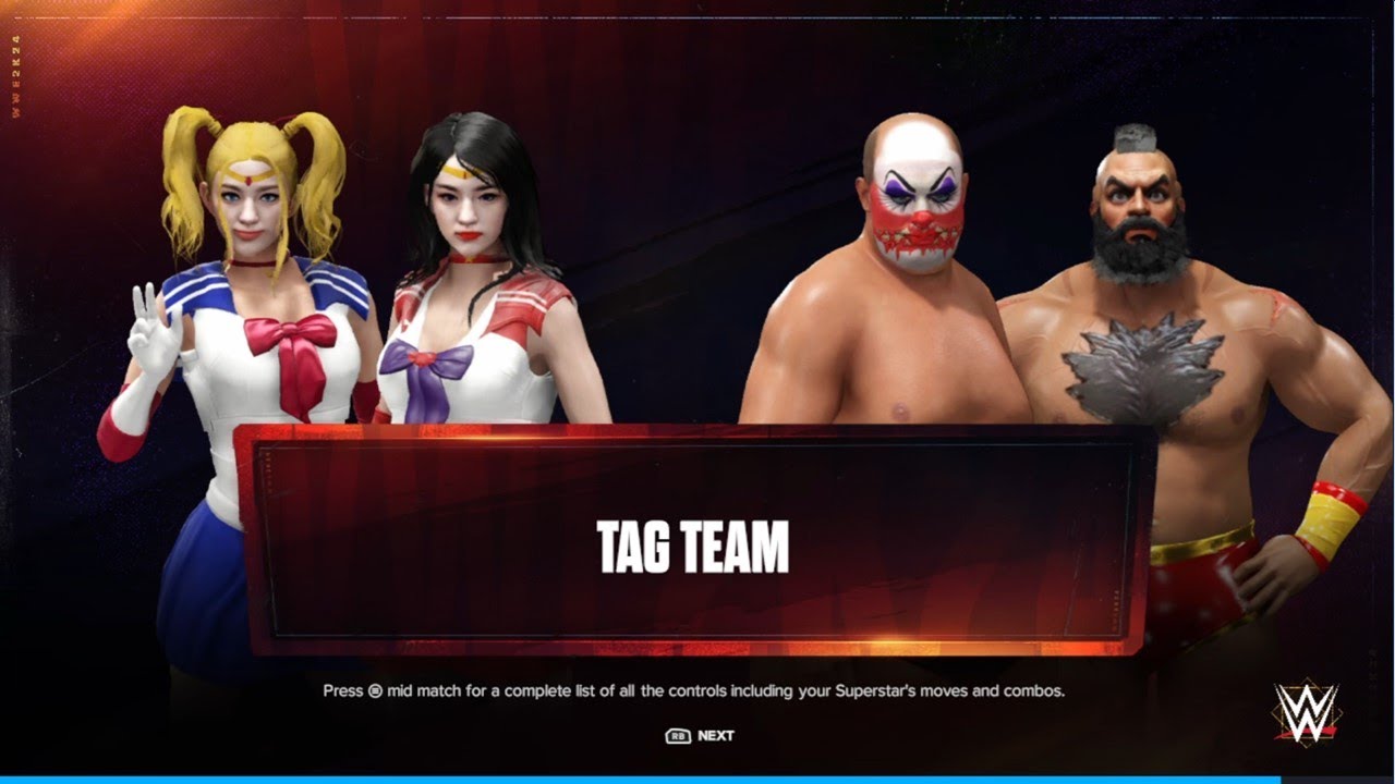 WWE 2K24 Moon, Mars (Sailor Moon) vs Sebastian (Rumble Rose), Zangief ...