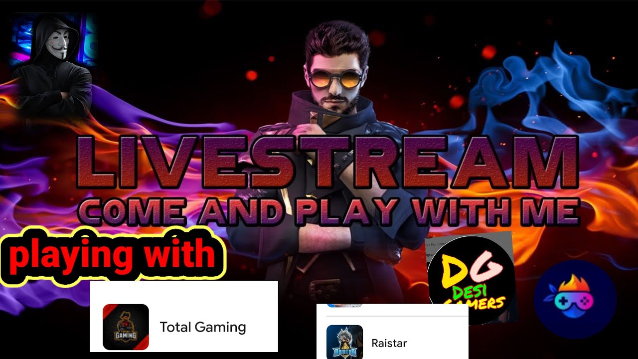 free fire live stream playing with big youtuber come and play with me ...