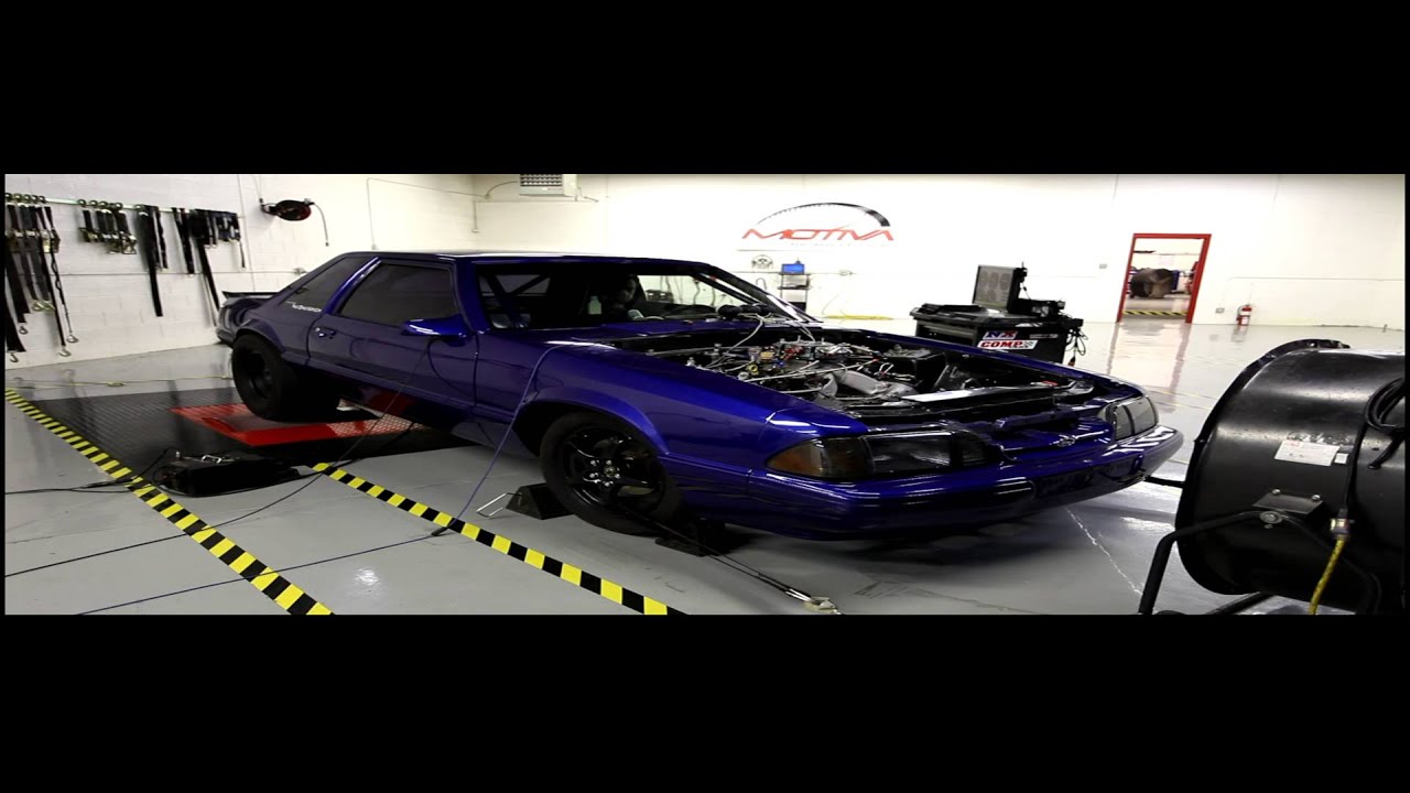 408ci LSX E85 100 Shot Fox Body Mustang Dyno - YouTube