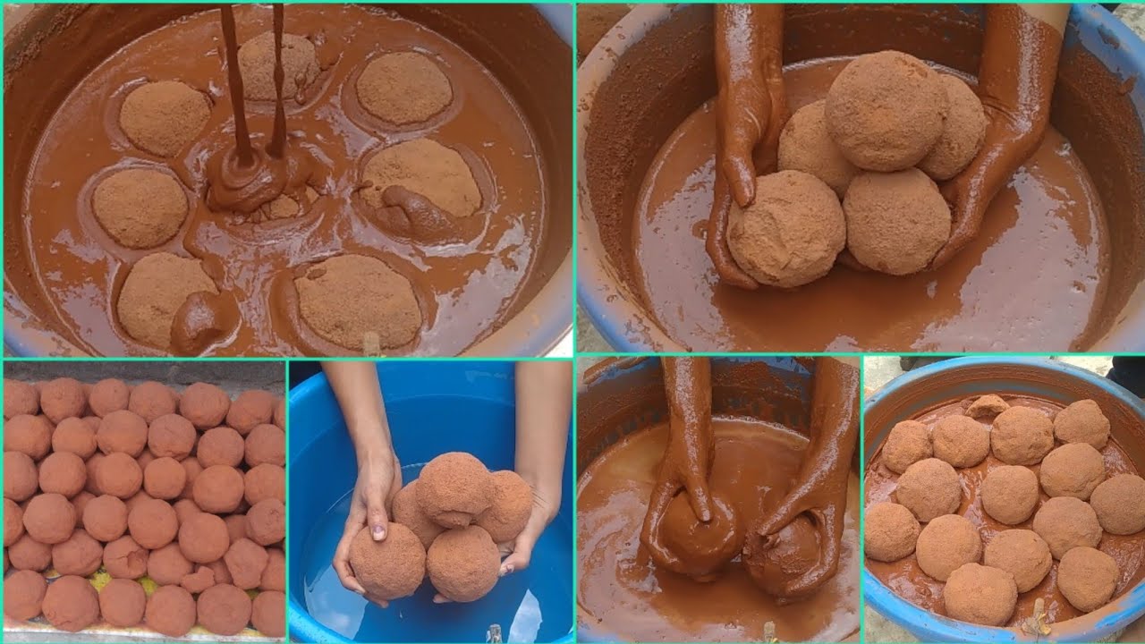 100 Pure Red dirt Balls Smashing In Lots Of Water💦 Crunchy Balls - YouTube