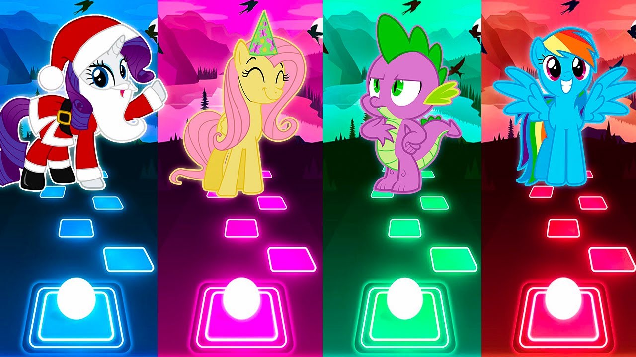 My Little Pony in Tiles Hop EDM Rush! Rarity vs. Fluttershy vs Spike vs ...