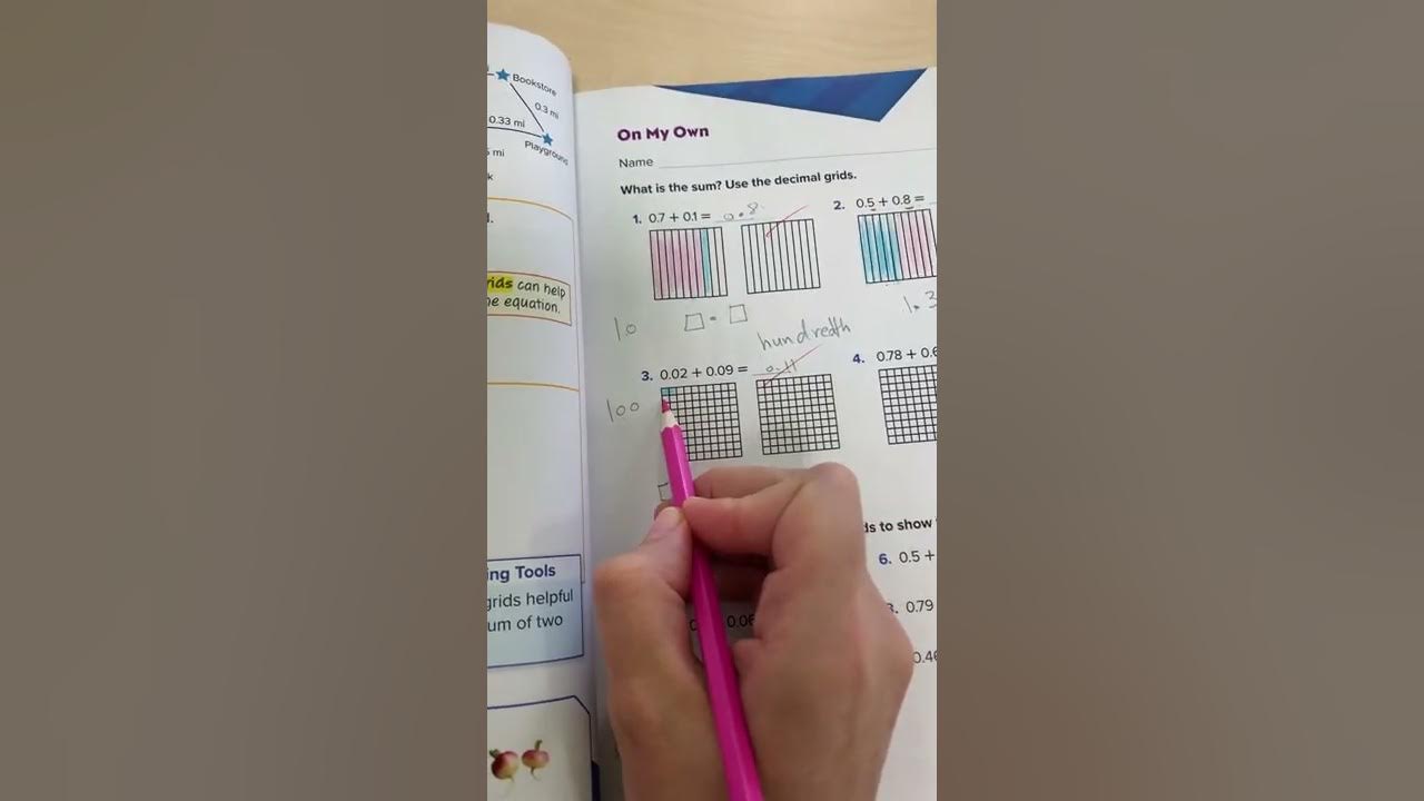 Reveal math grade 5 lesson 4-2 represent addition of decimals - YouTube