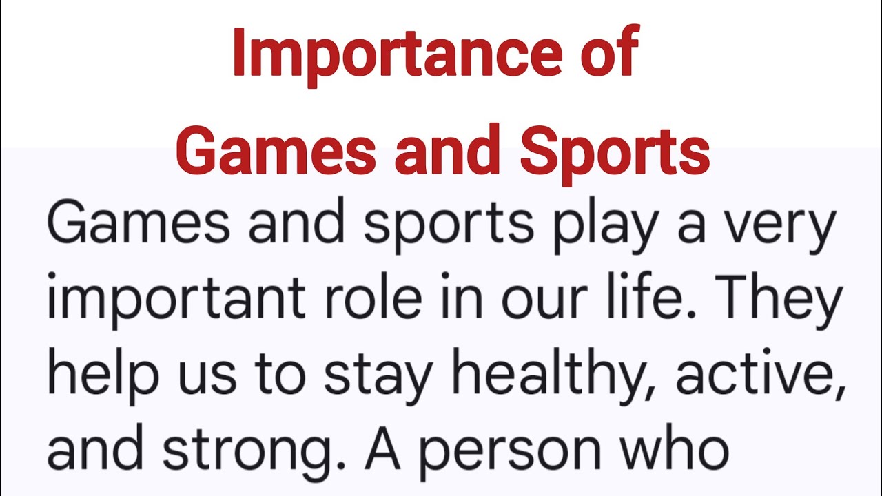 Importance of Games and Sports | Paragraph for Students | Simple ...