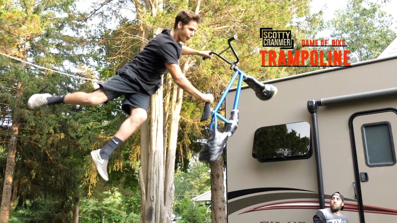 TRAMPOLINE GAME OF BIKE! - YouTube