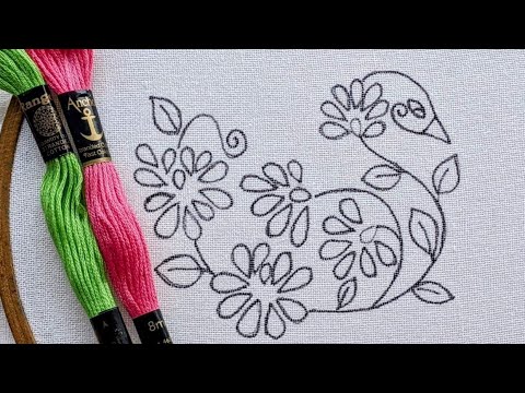 VERY EASY FLORAL GOOSE EMBROIDERY DESIGN FOR BEGINNERS/HAND EMBROIDERY ...