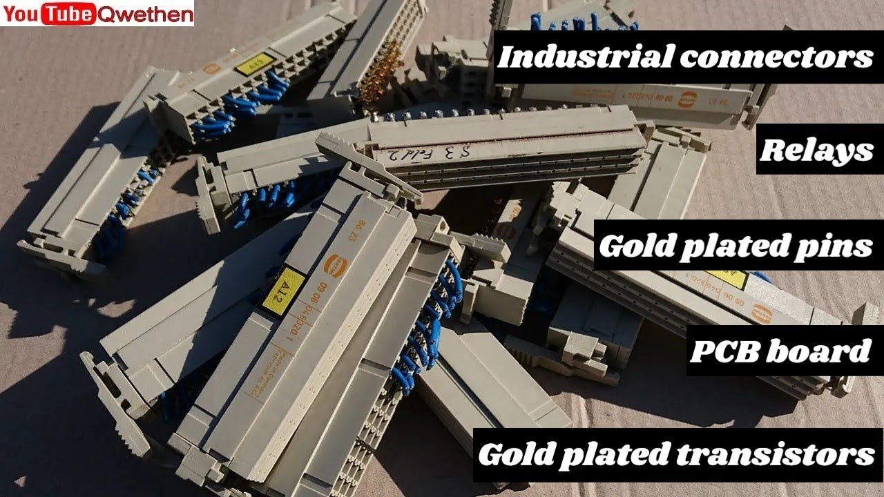 Industrial connectors, pcb board, relays, gold plated transistors, gold ...