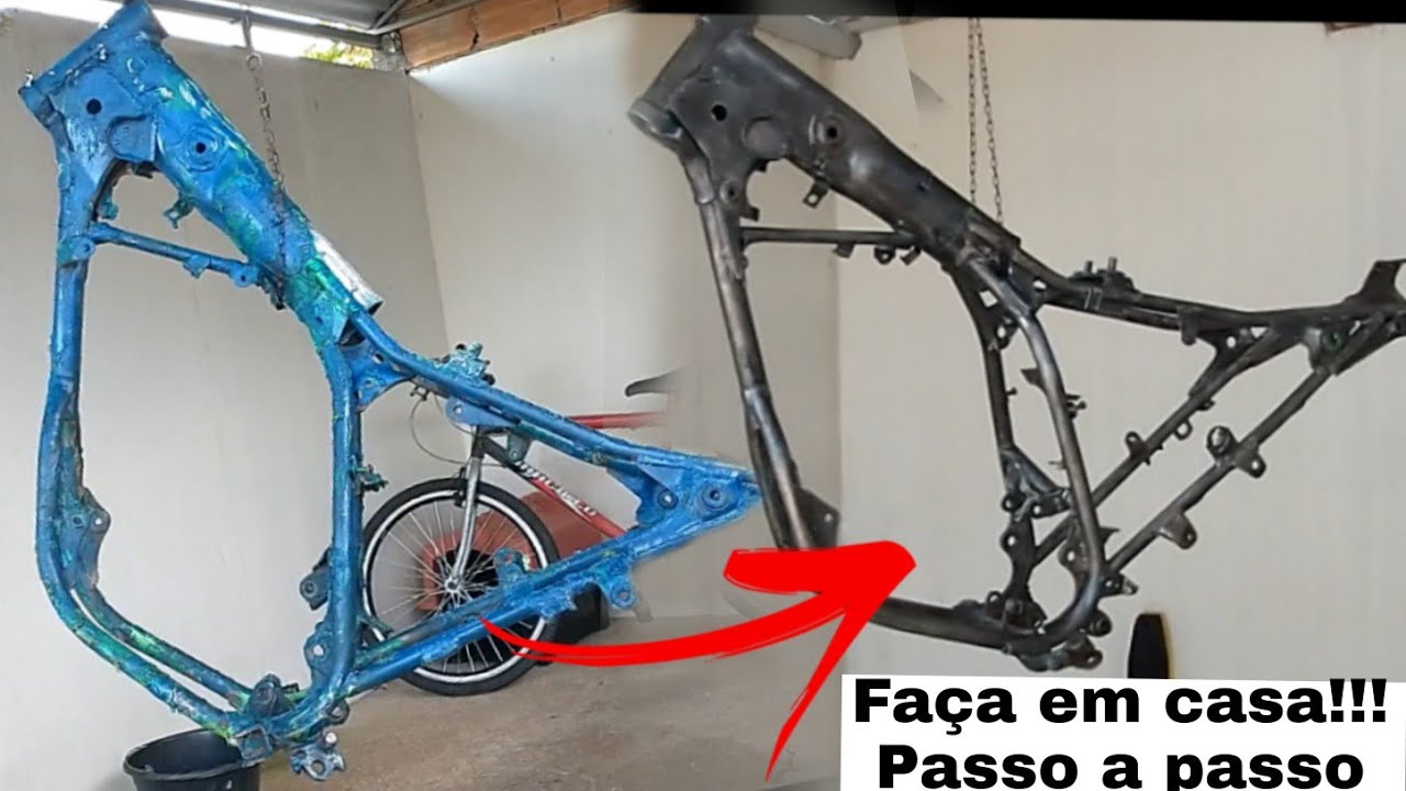 Como PREPARAR o CHASSI da MOTO para PINTAR(Restauração Dt 180) Ep.2 ...