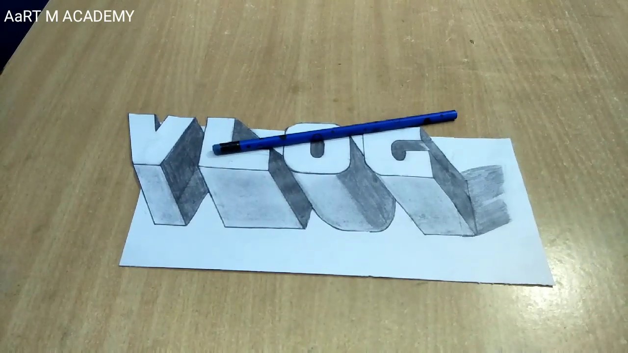 #3dart I How to Draw 3D Word-'VLOG" Art work || Drawing of 3D Art Work ...