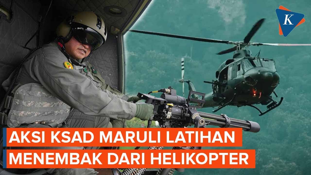 Aksi KSAD Maruli Asah Kemampuan Menembak dari Helikopter Penerbad - YouTube