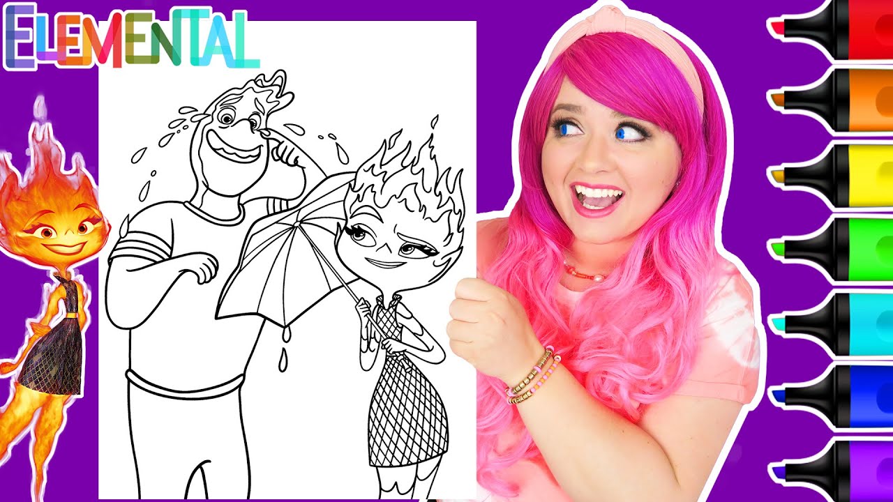 Coloring Elemental Wade & Ember Disney Pixar Coloring Page | Ohuhu Art ...