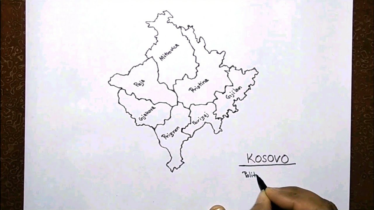 How to draw Kosovo map || Political map of Kosovo - YouTube
